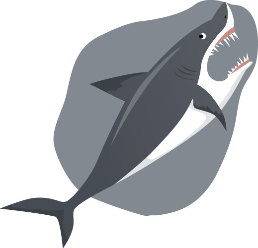 Shark with open mouth in the sea flat Royalty Free Vector