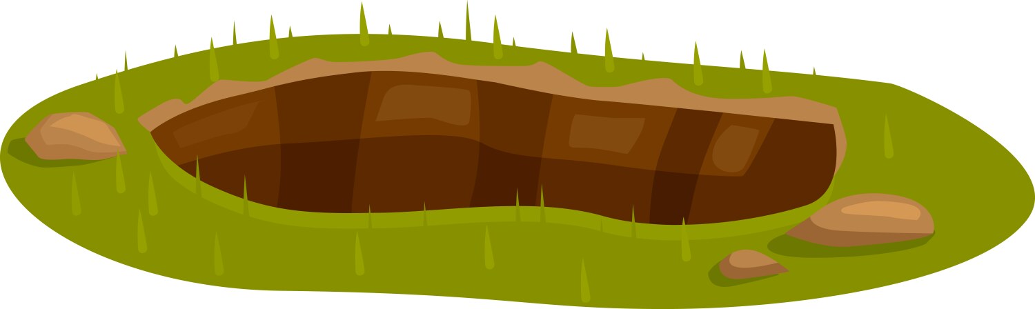 Big hole forming deep ground crater for geology Vector Image