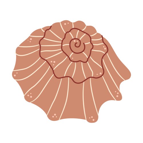 Seashell hand drawn cartoon style flat Royalty Free Vector