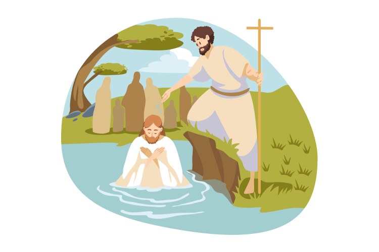 Baptism of jesus christ christian Royalty Free Vector Image