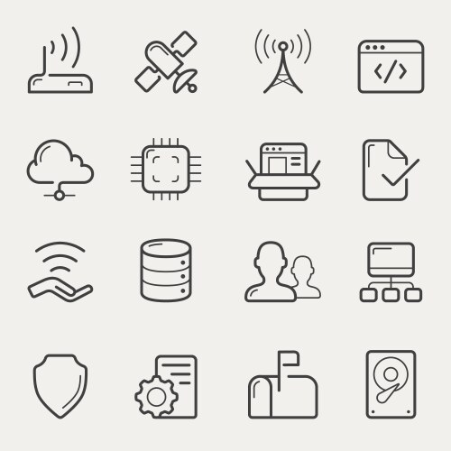 Internet icon set line network symbol coll Vector Image