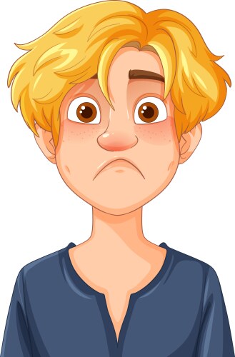 Young man with sad face cartoon character Vector Image