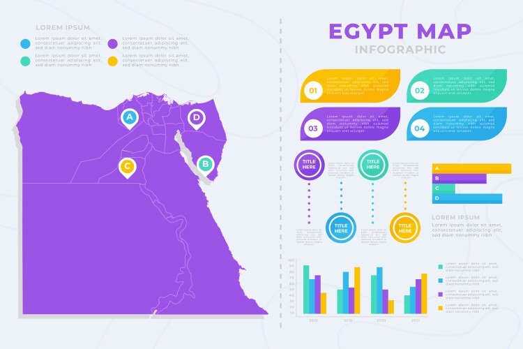 Flat egypt map infographic Royalty Free Vector Image