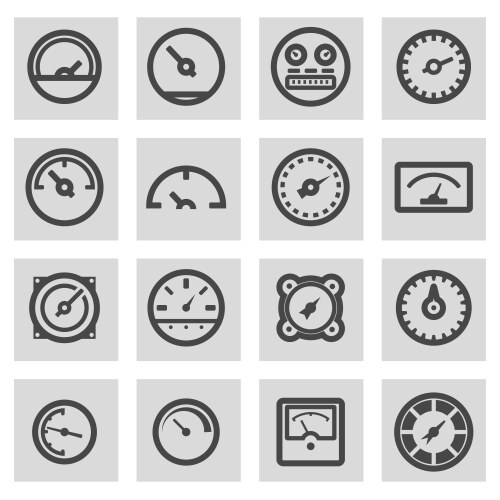 Black meter icons set Royalty Free Vector Image