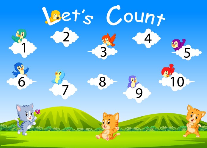 Flashcard for learning to counting number 10 Vector Image
