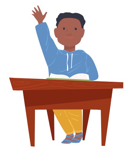 Little girl is raising her hand to ask questions Vector Image