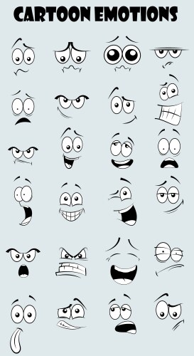 Cartoon faces expressions set Royalty Free Vector Image