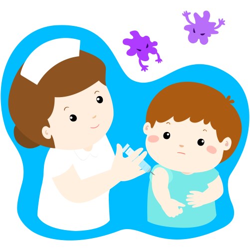 Vaccination child cartoon Royalty Free Vector Image