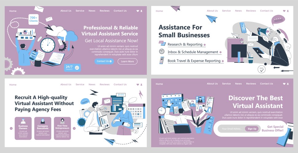 Virtual assistant brochure template Royalty Free Vector