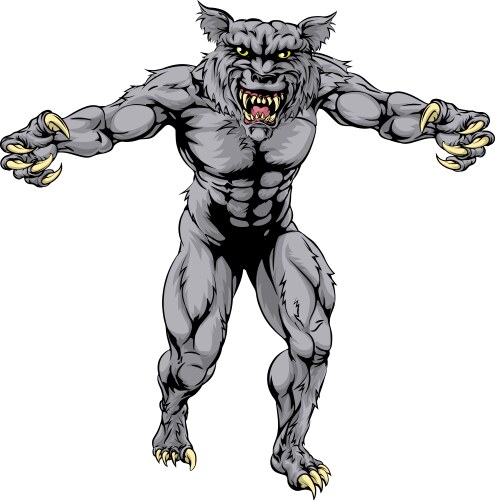 Cartoon wolf standing on white background Vector Image