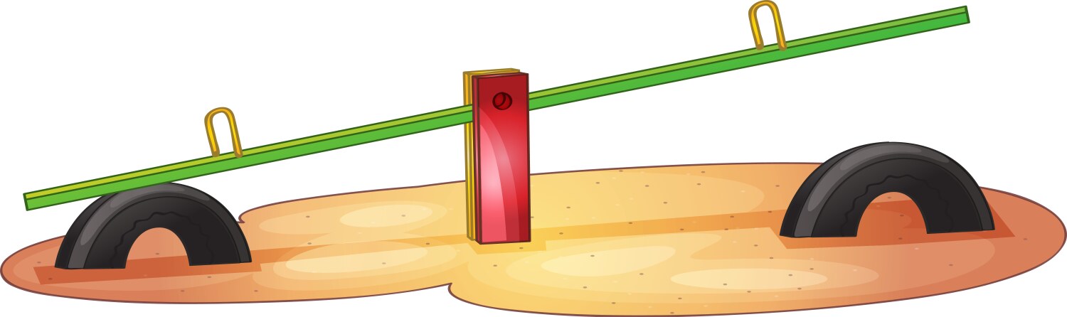 Cartoon kids playing on seesaw in park Royalty Free Vector