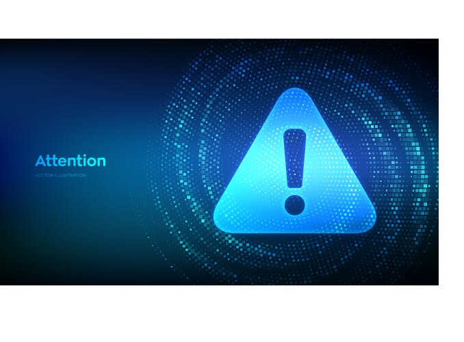 Attention symbol made with binary code Royalty Free Vector