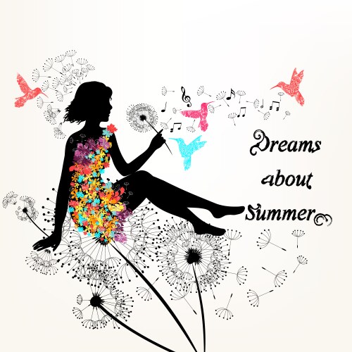 Flower girl with umbrella Royalty Free Vector Image