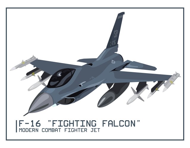 F-16 fighting falcon cartoon character Royalty Free Vector