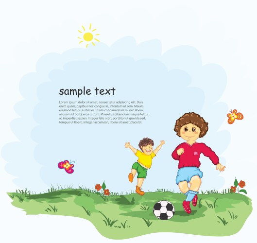 Boys kids playing soccer football Royalty Free Vector Image