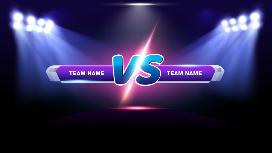 Versus game cover neon banner sport vs team Vector Image