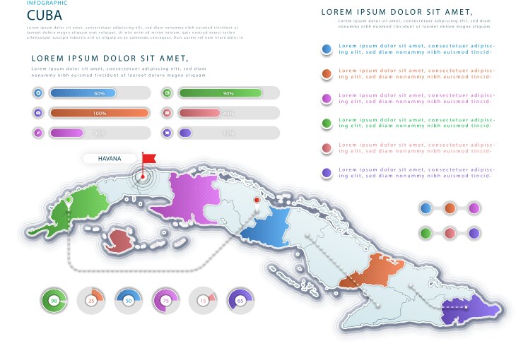 Gradient cuba map infographic Royalty Free Vector Image