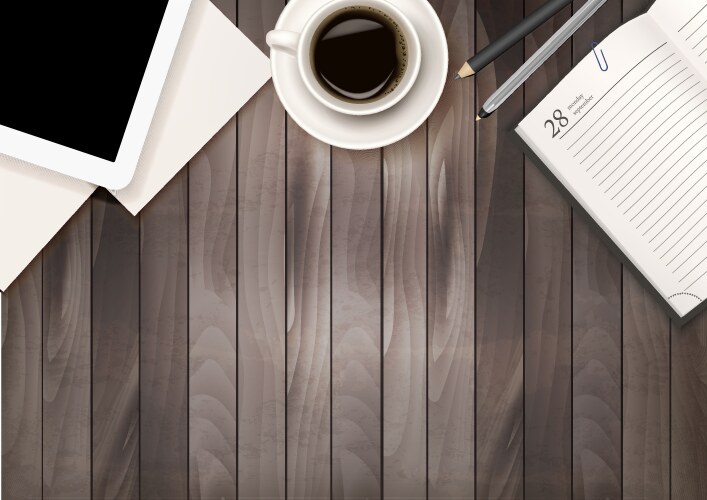 Office workspace background - coffee tablet Vector Image