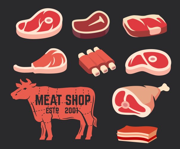 Gastronomic meat products Royalty Free Vector Image