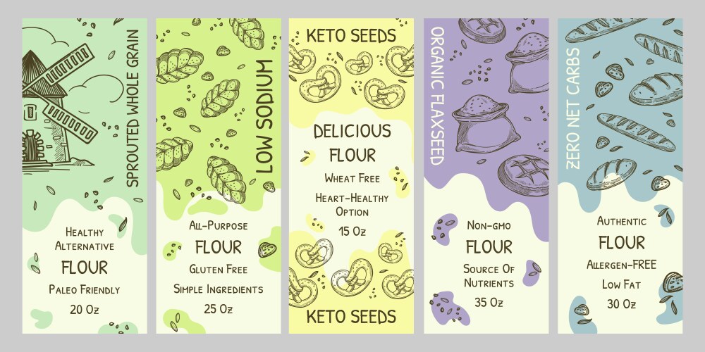 Label sticker set design with healthy nutrition Vector Image