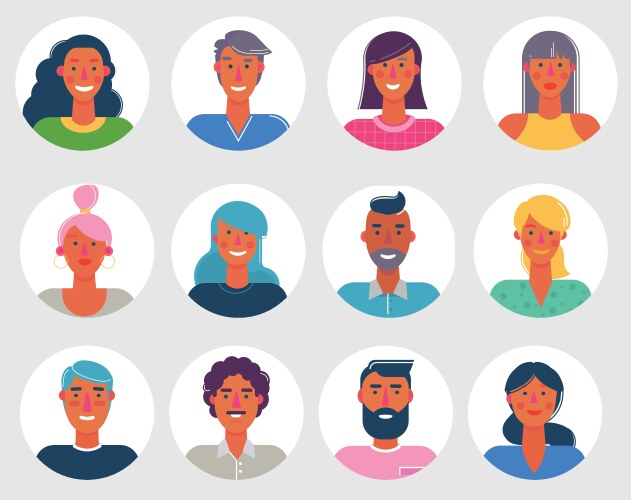 Material cartoon avatars trendy characters Vector Image