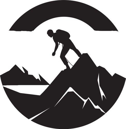 Scaling success mountain climber black logo Vector Image