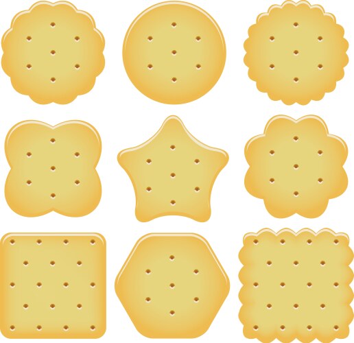 Cute smiling cracker chips different shapes Vector Image