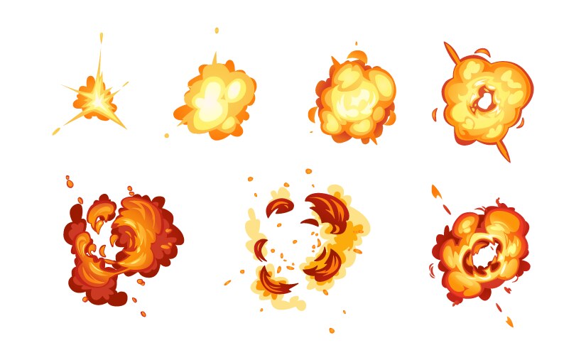 Boom explode effect set Royalty Free Vector Image