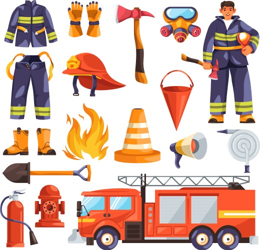 Firefighter cartoon fireman character Royalty Free Vector