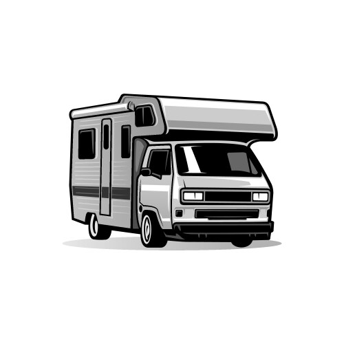 Blue color of rv campervan Royalty Free Vector Image