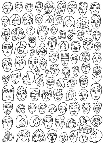 Faces doodle set Royalty Free Vector Image - VectorStock