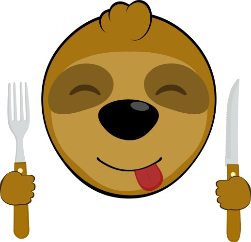 Sloth head fuming nose Royalty Free Vector Image