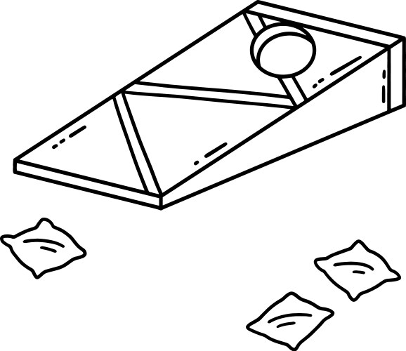 Cornhole board and bags isolated coloring page Vector Image