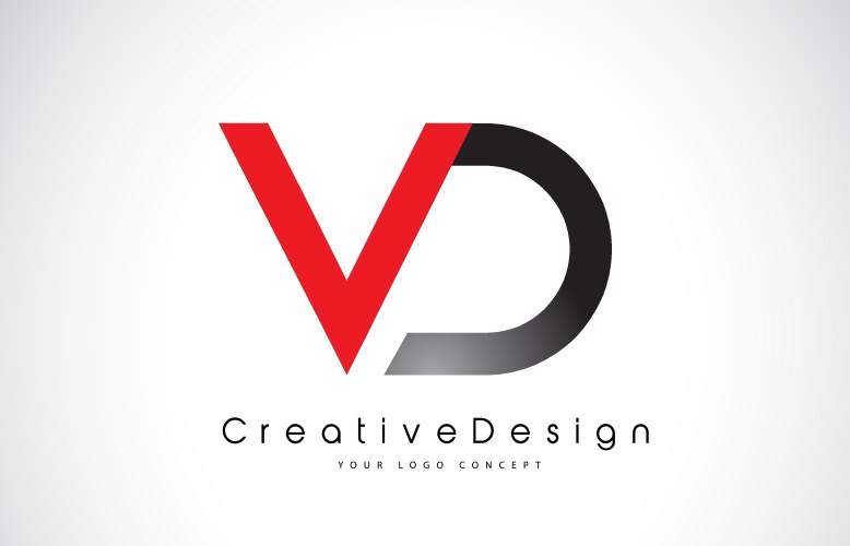 Vd v d letter logo design in black colors Vector Image