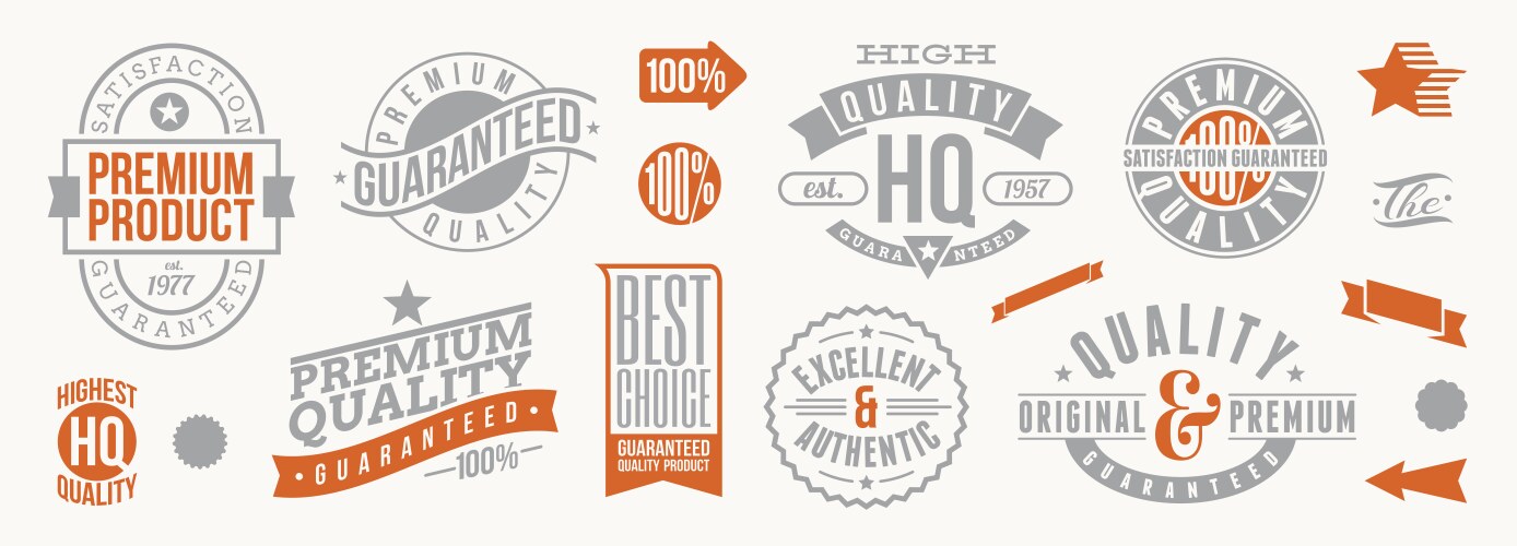 Ornate emblems of quality Royalty Free Vector Image