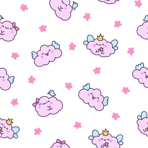 Cute and kawaii cloud seamless pattern Royalty Free Vector