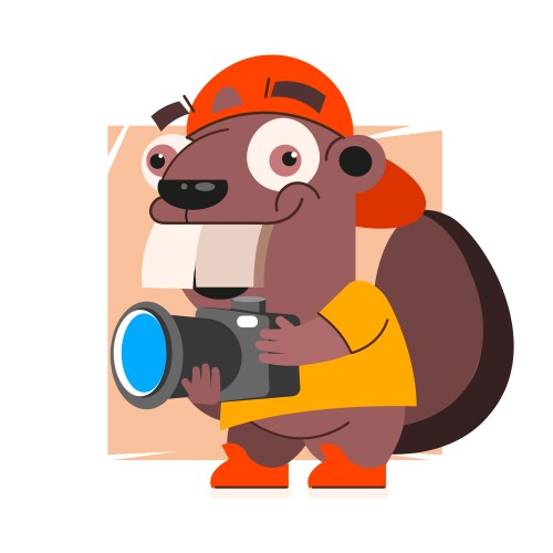 Cute cartoon beaver with simple gradients all Vector Image