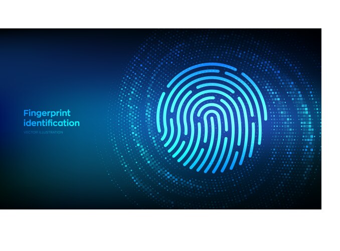 Fingerprint scanning biometrics identification Vector Image