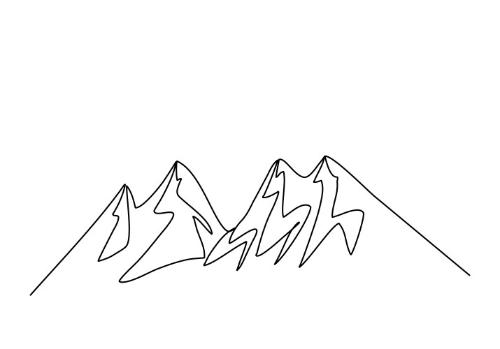 Mountains one line drawing Royalty Free Vector Image