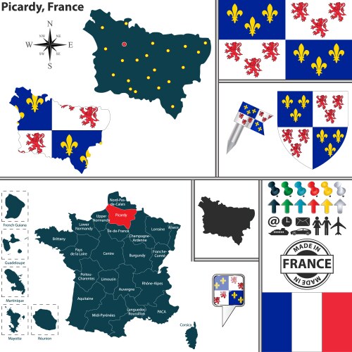 Map france with latitude and longitude Royalty Free Vector