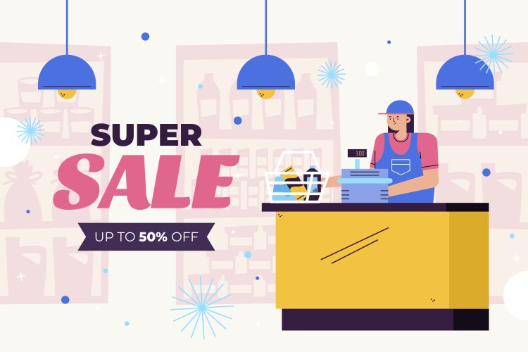Gradient supermarket sale banner template Vector Image