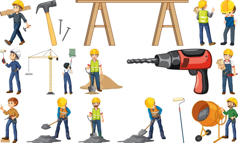 Carpenter with wood and tools Royalty Free Vector Image