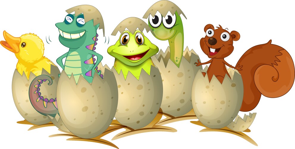 Cartoon green snake eating a frog Royalty Free Vector Image