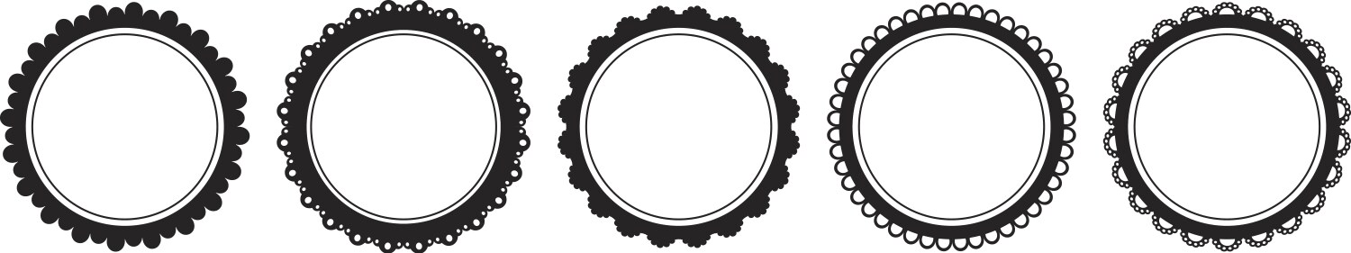 Scalloped border curve lace frame set silhouette Vector Image