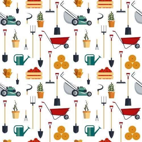 Farm gardening tools seamless pattern background Vector Image