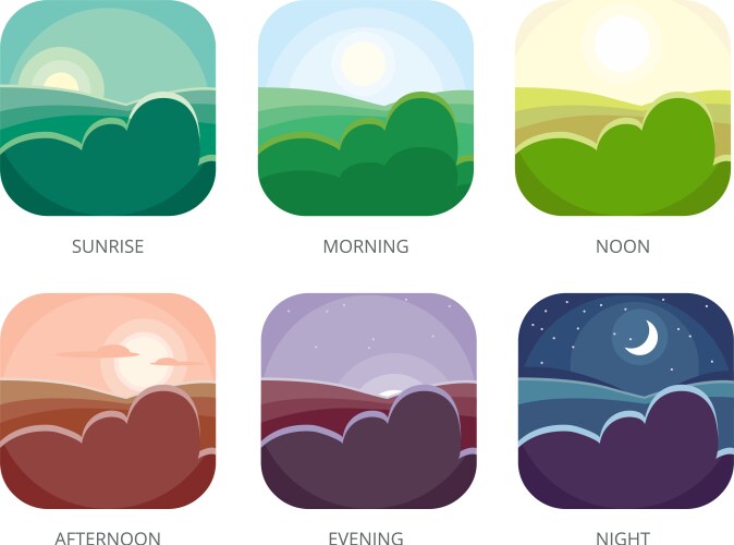 Morning Noon Evening Night Vector Images (over 140)