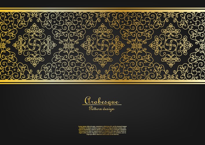 Arabesque islamic classic gold background border Vector Image