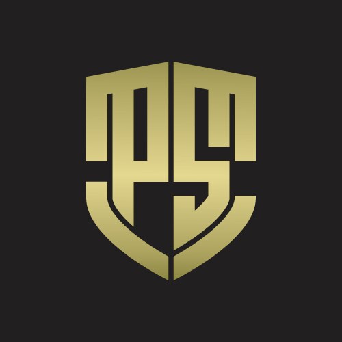 Gg logo monogram with gold colors and shield Vector Image
