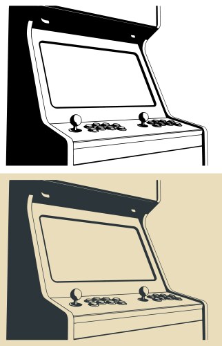 Monochrome retro arcade game machine concept Vector Image