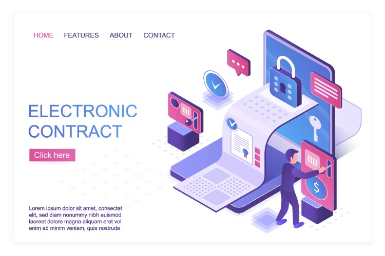 Smart contract concept digital signature document Vector Image